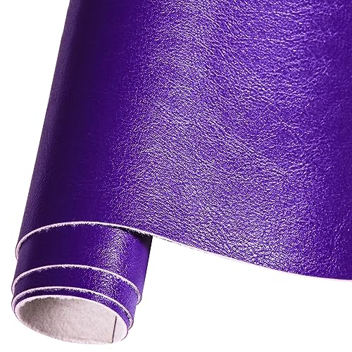 Faux Leather Sheets Rolls Solid Color 12"X53" Large Size,Natural Textured Smooth Surface PU Synthetic for Leather Earrings, Hair Bows, Sewing and Different DIY Projects (Purple)
