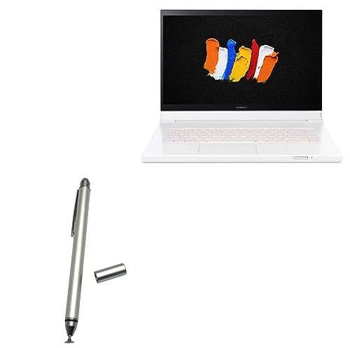 BoxWave Stylus Pen Compatible with Acer ConceptD 7 Ezel CC715-71-7163 (15.6 in) - DualTip Capacitive Stylus, Fiber Tip Disc Tip Capacitive Stylus Pen - Metallic Silver