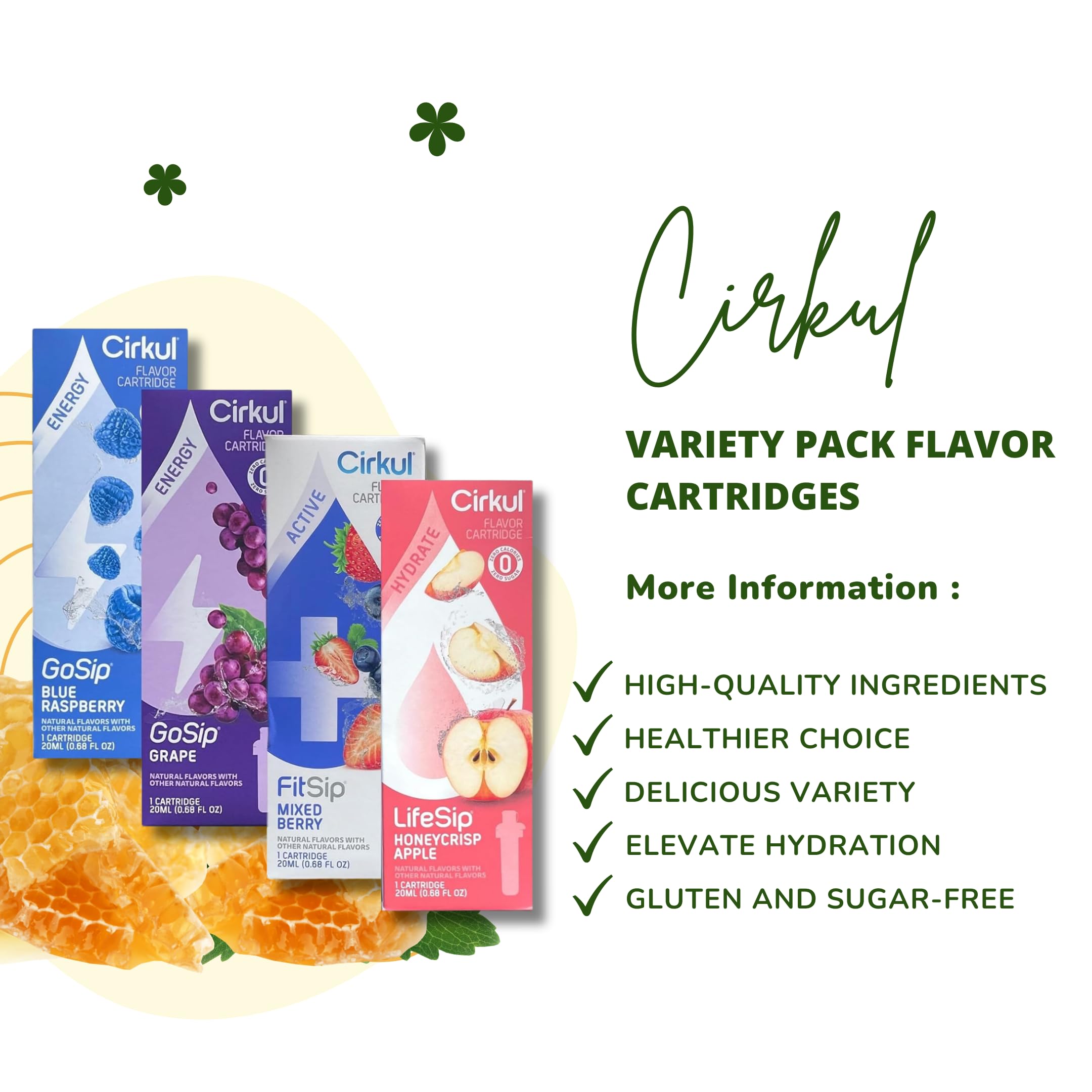 Cirkull Flavors Cartridges Refills Kit - Pack Of Water Bottle Flavor Pods with Hydrate Packet - Cirkull Water Bottle Cartridges for Flavoring - Pack Of 4 (Blue Raspberry)