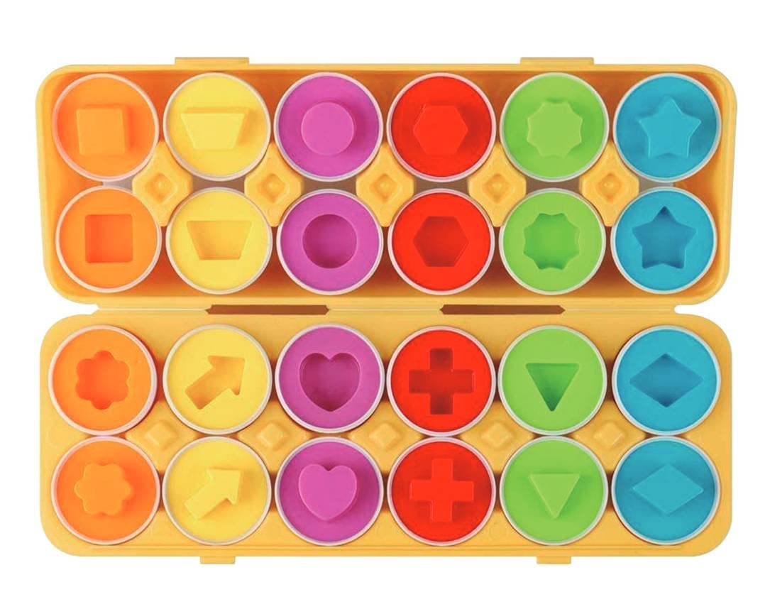 Nothing But Fun Toys Shape Sorter Eggs 12 Piece playset Designed for Children Ages 12+ Months,Multi