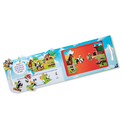 Melissa & Doug Take-Along Magnetic Jigsaw Puzzles Travel Toy On the Farm (2 15-Piece Puzzles) - FSC Certified