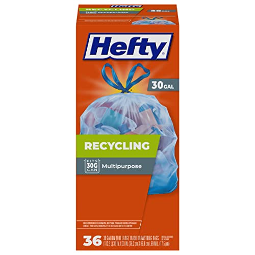 Hefty Recycling Trash Bags, Blue, 30 Gallon, 36 Count