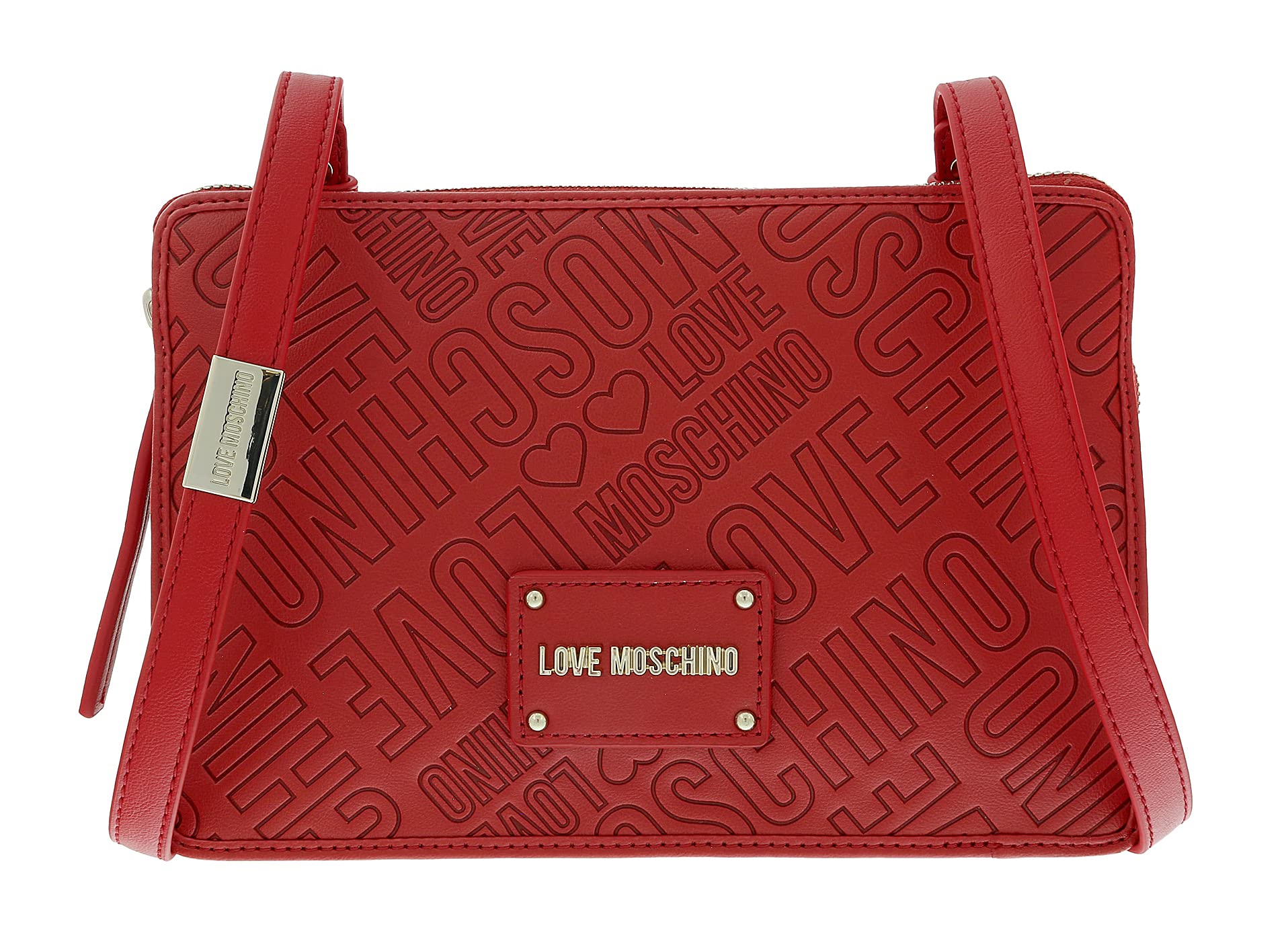 Love Moschino Red Signature Embossed Small Shoulder Bag for womens