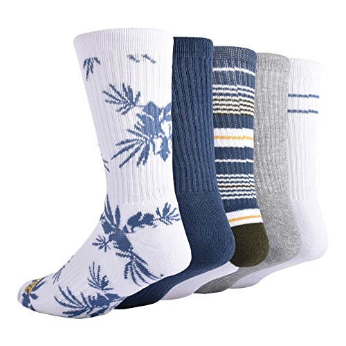 Billabong Men's Half Cushion Crew Socks, White, 10/13