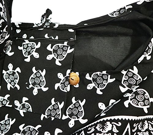 Lovely Creations Hippie Boho New Elephant Crossbody Bohemian Gypsy Sling Shoulder Large Size (Turtle L Black)