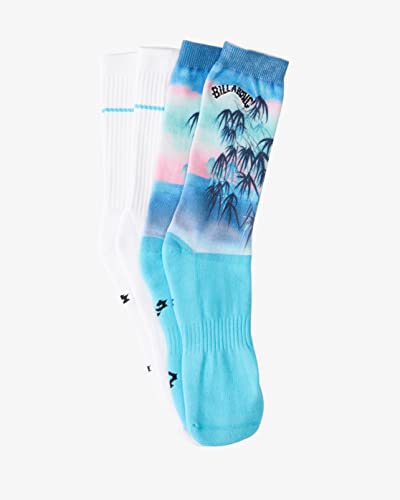 Billabong Mens Crew Fit Socks - Tie Dye Crew (Blue, 2 Pack)