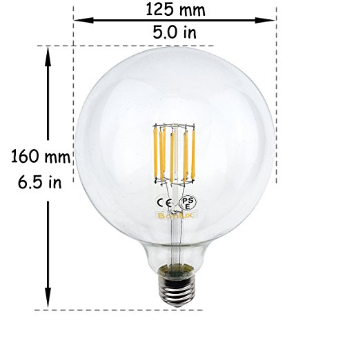 Bonlux G40 LED Vintage Filament Bulb 10W Edison Style LED G125 Clear Glass Globe Light Medium Screw E26 Base Neutral White 4000K 100W Incandescent Equivalent, Non-Dimmable