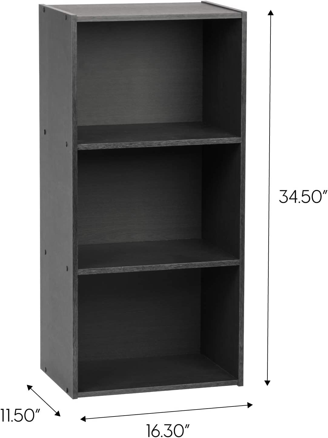 IRIS 3-Tier Wood Storage Shelf, Black