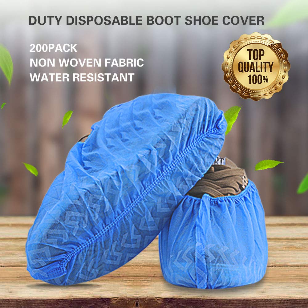 Disposable Boot & Shoe Covers 200 Pack (100 Pairs) Non-Slip, Durable, Indoor Protect Your Home, Floors and Shoes