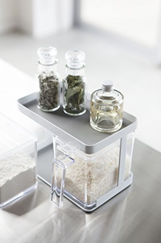 YAMAZAKI Home Pantry Canisters with Rack-Kitchen Container Organizer | Steel + Plastic | Food Storage, One Size, White