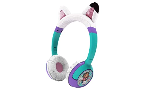 eKids Gabbys Dollhouse Kids Bluetooth Headphones, Wireless Headphones with Microphone Includes Aux Cord, Volume Reduced Kids Foldable Headphones for School, Home, or Travel