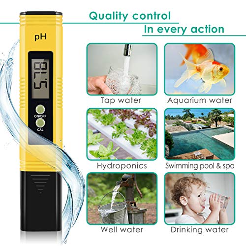 Digital PH Meter, PH Meter 0.01 PH High Accuracy Water Quality Tester with 0-14 PH Measurement Range for Household Drinking, Pool and Aquarium Water PH Tester Design with ATC