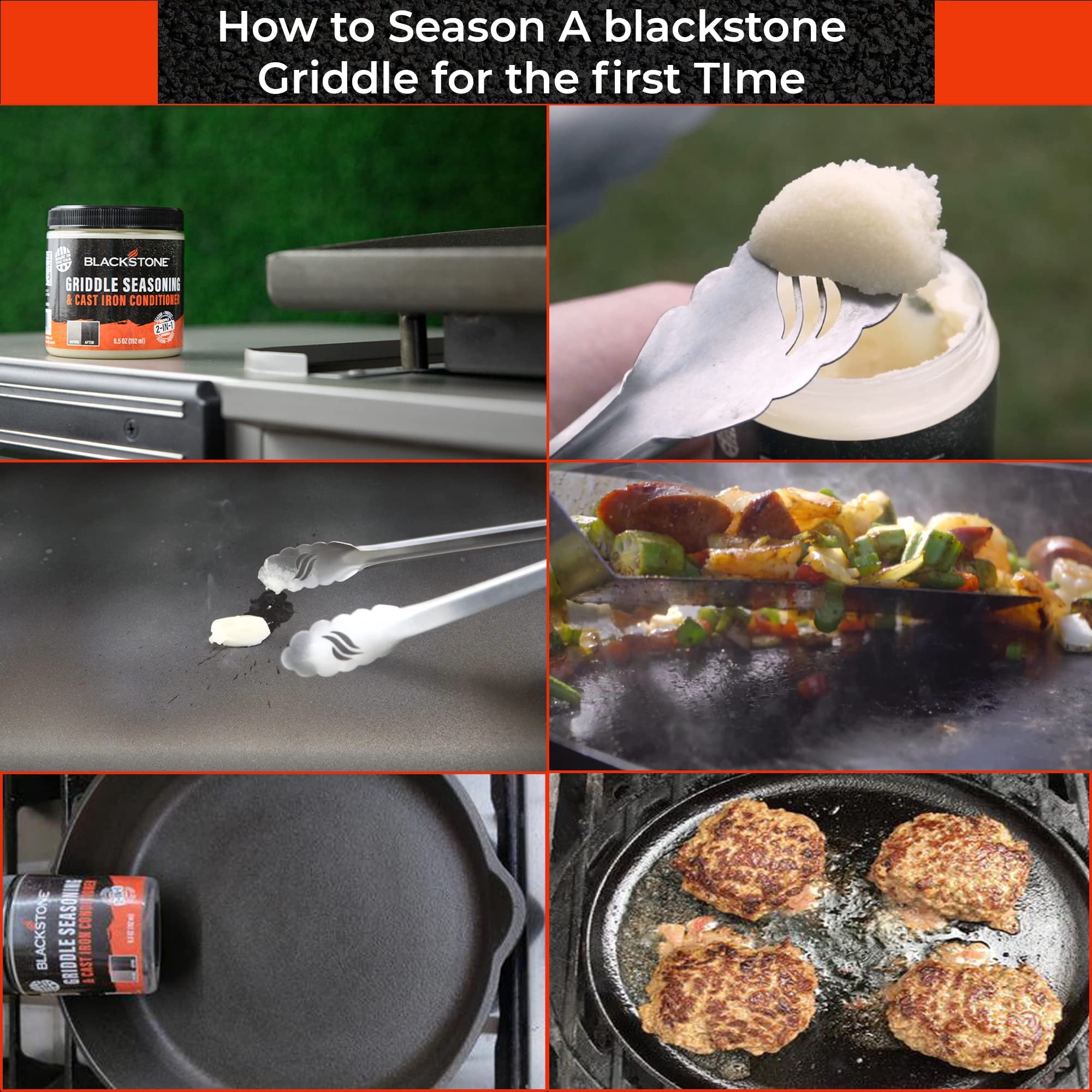 Blackstone 2-IN-1 Griddle & Cast Iron Seasoning Conditioner 6.5 OZβ Effective Seasoning Rub Formula β Food Safe β Easy to Use Cleaner & Conditioner β with Satisfying Customers Travel Tissue (2Pack)