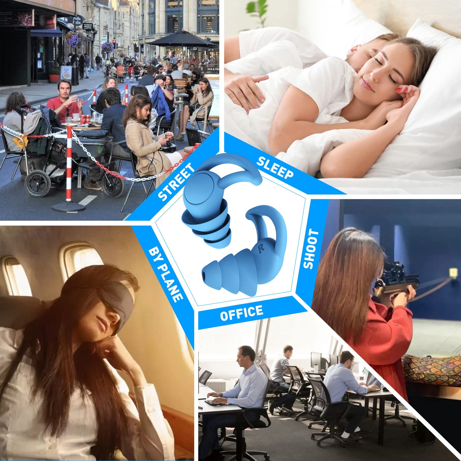 Ear Plugs for Sleeping Noise Cancelling,Noise Cancelling Ear Plugs, for Work, Travel, and All Loud Events,Blue