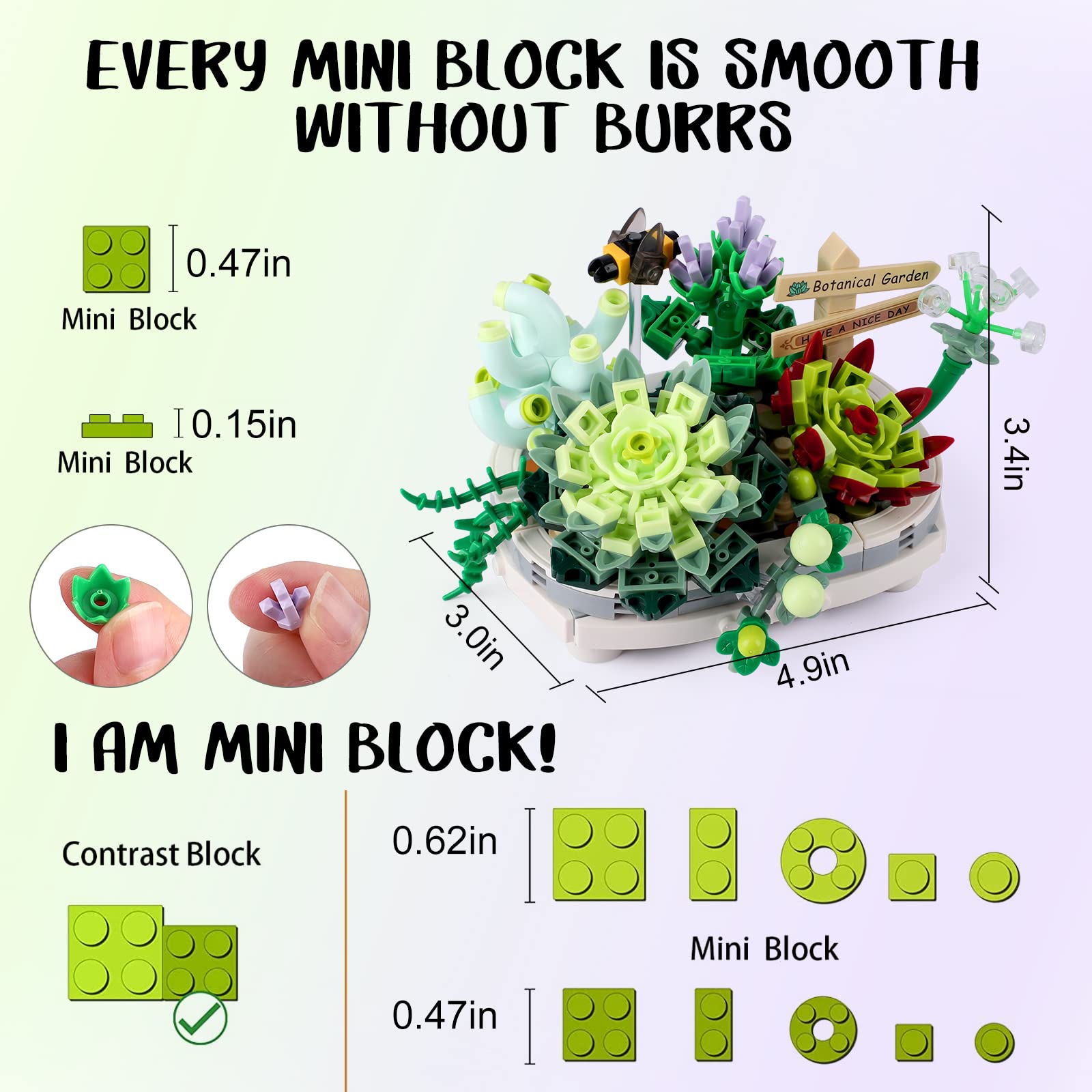 Bonsai Model Building Kit, Succulent Mini Bricks Building Block Set Flower, Creative DIY Simulation Particle Botanical Collection Construction Building Toy (Not Compatible with Lego Sets 389pcs