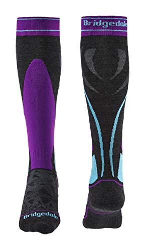 Bridgedale Women's Midweight Ski - Merino Endurance Socks, Large, Graphite/Purple