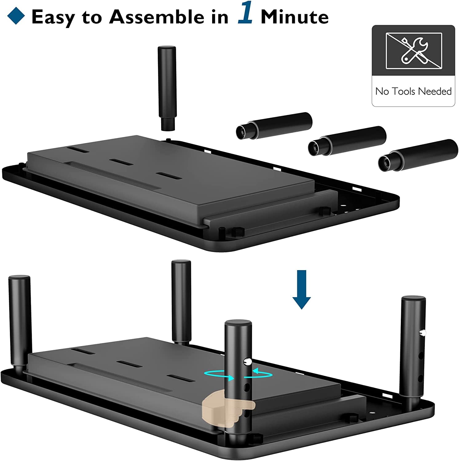 BONTEC 2 Pack Monitor Stand Riser with Drawer, 3 Height Adjustable PC Monitor Riser for Desk with Mesh Platform for Laptop, Computer, iMac, PC, Printer up to 44LBS/20KG, Cable Ties Included