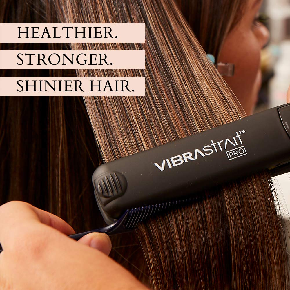 Vibrastrait Pro Vibrating Ceramic Tourmaline Ionic Flat Iron, 1-inch - Fast, Frizz-Free Ceramic Hair Straightener with Easy, Gentle Glide for Waves, Curls, Smooth Hair - Professional Styling Tools
