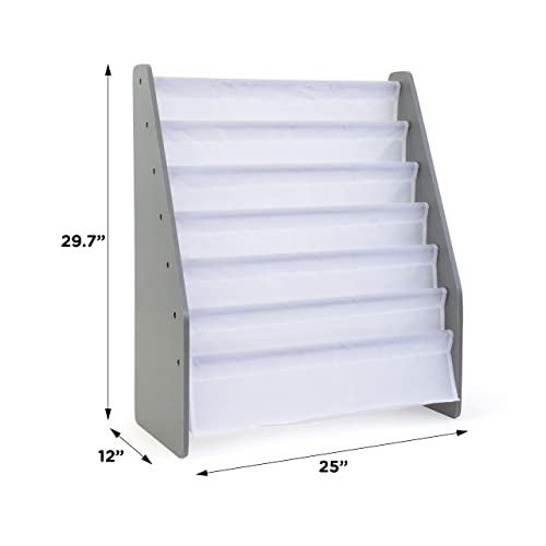 Humble Crew Kids Super Sized Bookshelf 6 Tier Book Rack Organizer, Grey/White