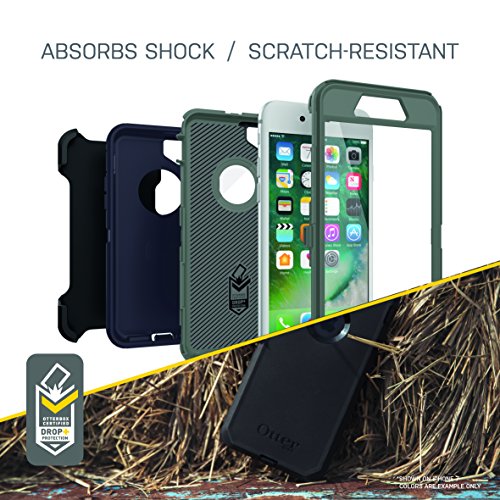 OtterBox iPhone 8 PLUS & iPhone 7 PLUS (ONLY) Defender Series Case - BLACK, rugged & durable, with port protection, includes holster clip kickstand