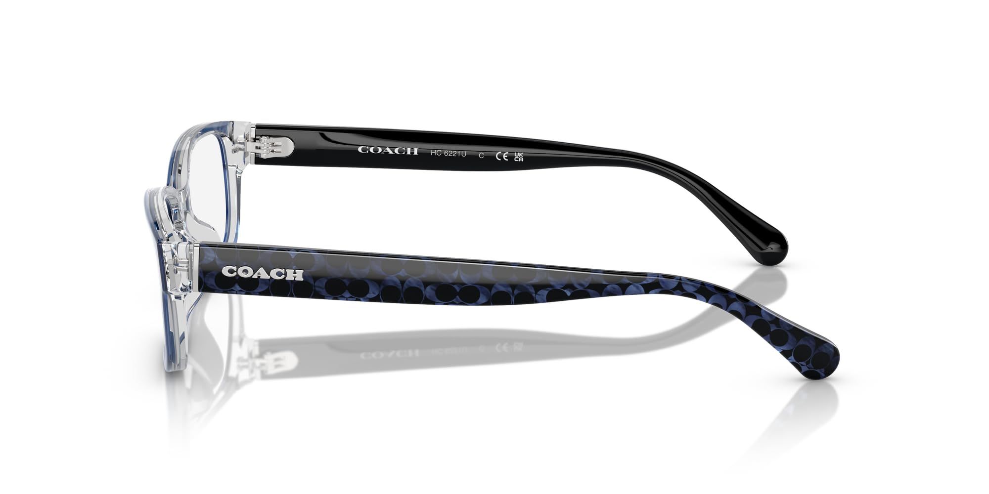 Coach HC6221U Universal Fit Prescription Eyewear Frames, Transparent Blue/Demo Lens, 52 mm