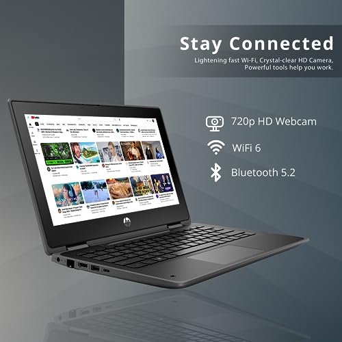HP 2022 11.6" Pro x360 Fortis G9 Multi-Touch 2-in-1 Laptop, Intel pentium N6000 Processor, 8GB RAM, 128GB SSD, Intel UHD Graphics, 720p Webcam, Stylus Pen, Win 10 Pro, Black.