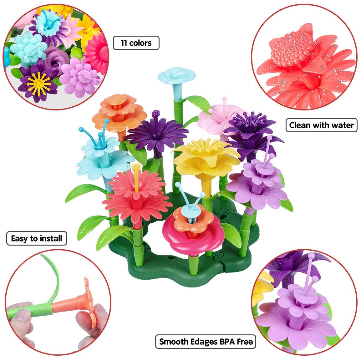 Lierpit Flower Arrangement Toy Set 128PC,Bouquet Building Blocks, Educational Garden Art and DIY Assembly handicrafts, for Children Over 3 Years Old on Holidays, Birthdays and Christmas