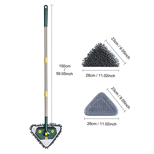 Mops for Floor Cleaning, Extendable Microfiber Triangle Mops for Floor Cleaning with 6 Mop Pads Washable Microfiber,59 Inch Wall Cleaner Mop With Long Handle for Hardwood,Tile,Marble Floor