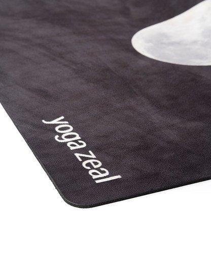 Black Lunar Mat by Yoga Zeal - Luxuriously Soft, Thick, Non-Slip, Hot Yoga Mat. Eco Printed. Designed to grip better with a sweaty yoga practice