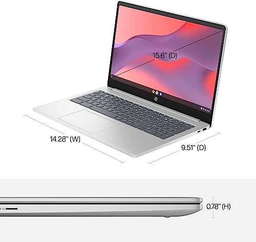 HP Chromebook 15 (15.6" HD, 2023 Intel Processor N200 (Beat i3-10110U), DDR5 8GB RAM, 128GB Storage (64GB eMMc + 64GB SD Card), Webcam, Numeric Keyboard) Home & Student Laptop, IST SD Card, Chrome OS