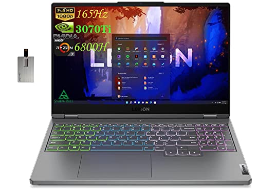 Lenovo 2022 Legion 5 Gen 7 15.6" FHD 165Hz Gaming Laptop, AMD Ryzen 7 6800H, 32GB DDR5 RAM, 1TB PCIe SSD, NVIDIA GeForce RTX 3070Ti, 4zone RGB Backlit Keyboard, Gray, Win 11 Pro, 32GB USB Card