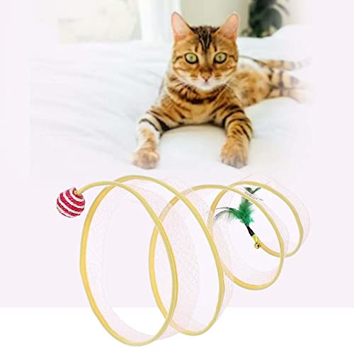 Gralara Cat Tunnel Tube Collapsible Pet Interactive Toy Playing Tent for Puppy Kitten Accessories Home, Sisal Round