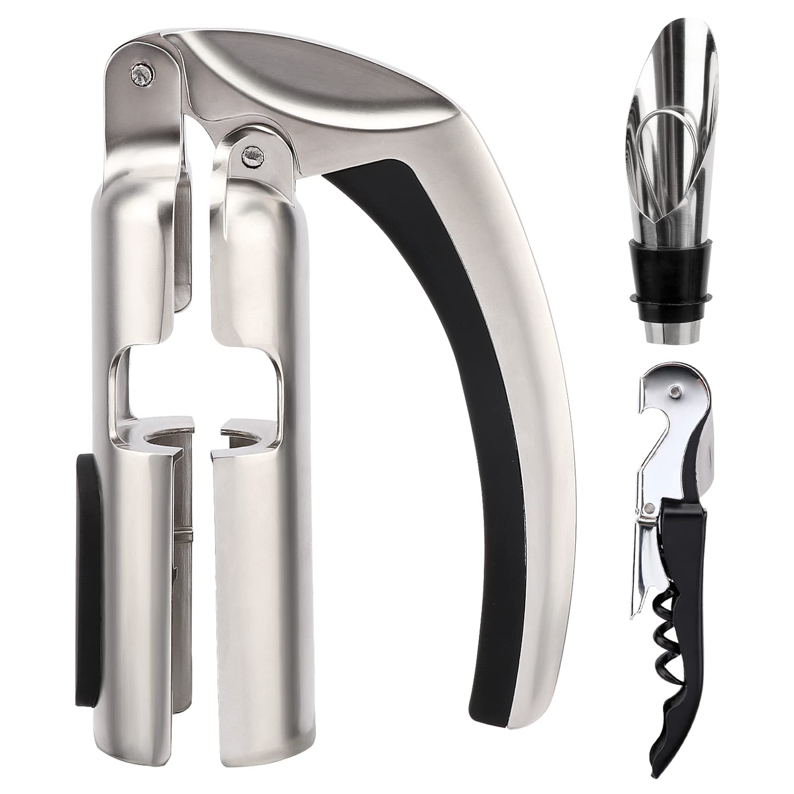 Champagne Opener,3pcs Bar Home Appliance Champagne Bottle Opener Sparkling Wine Cork Puller,Bar Jar Cork Puller Champagne Corkscrew Kitchen Sparkling Wine Bottle Opener(silver)