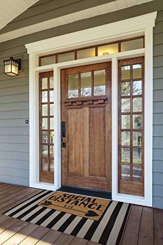 DII Quarantine Doormat Collection, Natural Coir Fiber, Non-Slip PVC Backing, 18x30, Social Distance