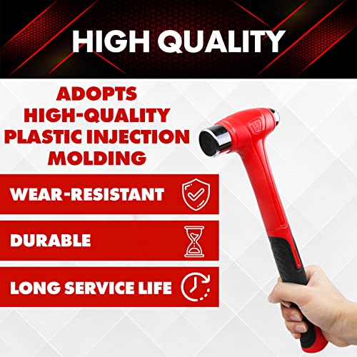 YIYITOOLS 2Pcs Dead Blow Hammer Set,16oz(1LB)Ball Pein Hammer,27oz(1.5LB)Dead Blow Hammer,Red and Black, Shockproof Design, No Rebound Mallet Unibody Molded Checkered Grip Spark and Rebound Resistant