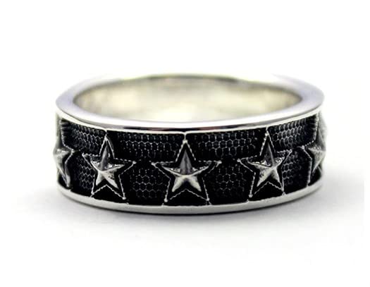 COSUMOSU 925 Sterling Silver Stackable Star Black Punk rings US 9.5