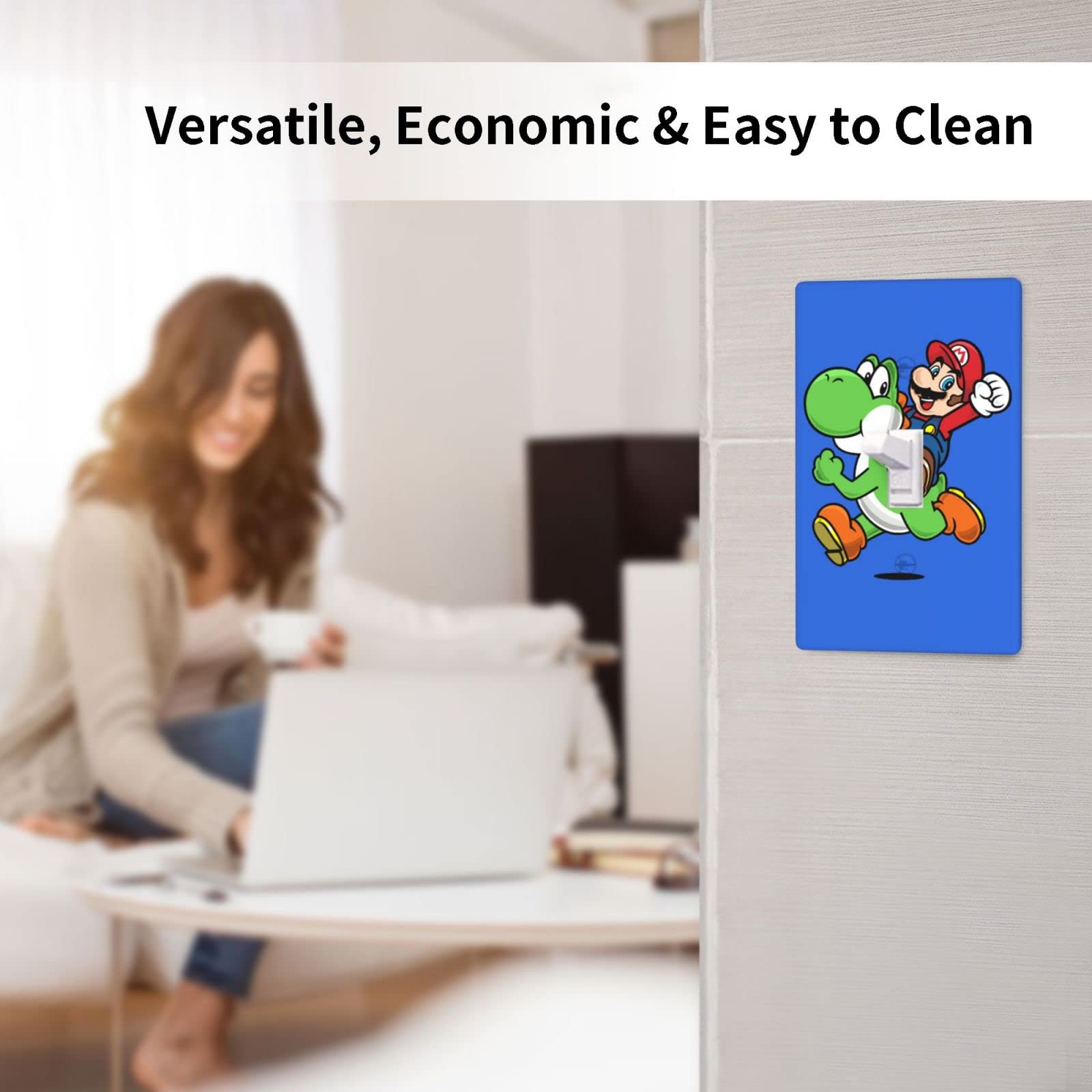 Cartoon Light Switch Cover Decortive Single Toggle Blue Wall Plate for Kids Bedroom Kitchen Nursery Home Decor