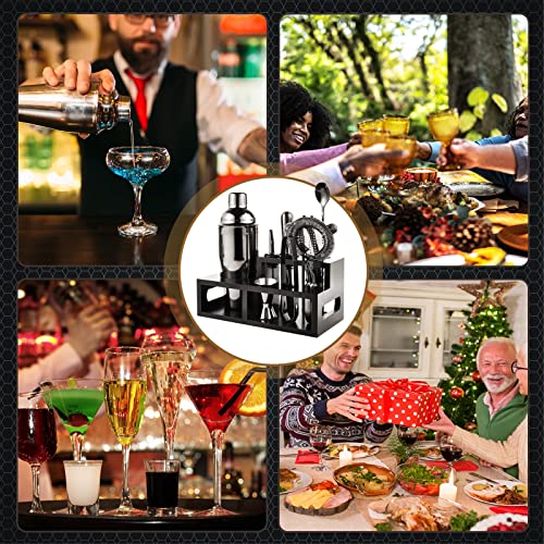 Purism Bartender kit,11 Pieces Home Cocktail Shaker Set with Cocktail Recipes Cards,Bar Tools Stainless Steel Cocktail Shaker Set with Stand,Apply to Home Make Mixed Drink&Various Cocktails