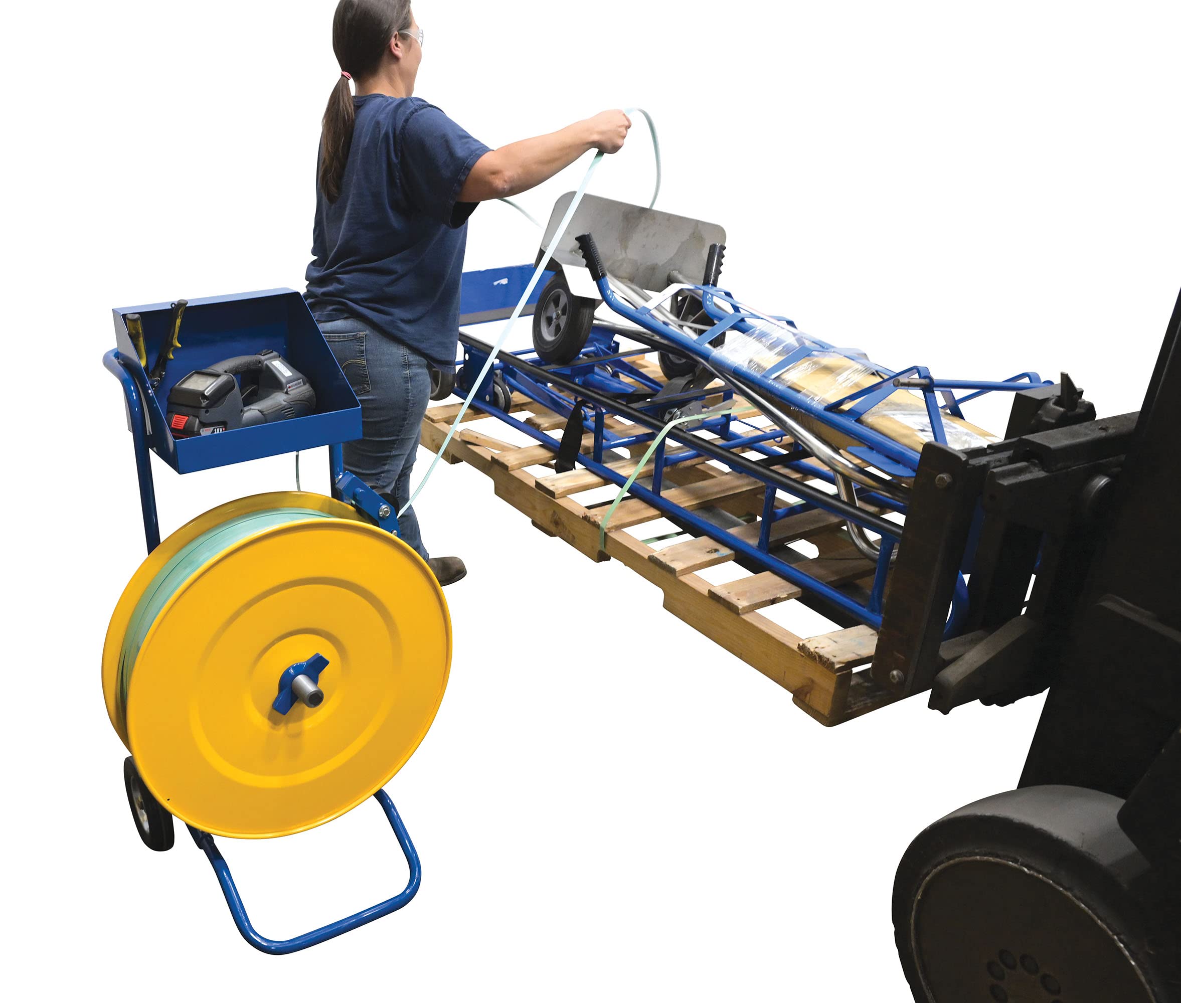 Vestil STRAP-PS-HD Steel Strapping Cart with Powder Coat Finish, 24-7/8" Width, 43" Height, 20-1/2" Depth