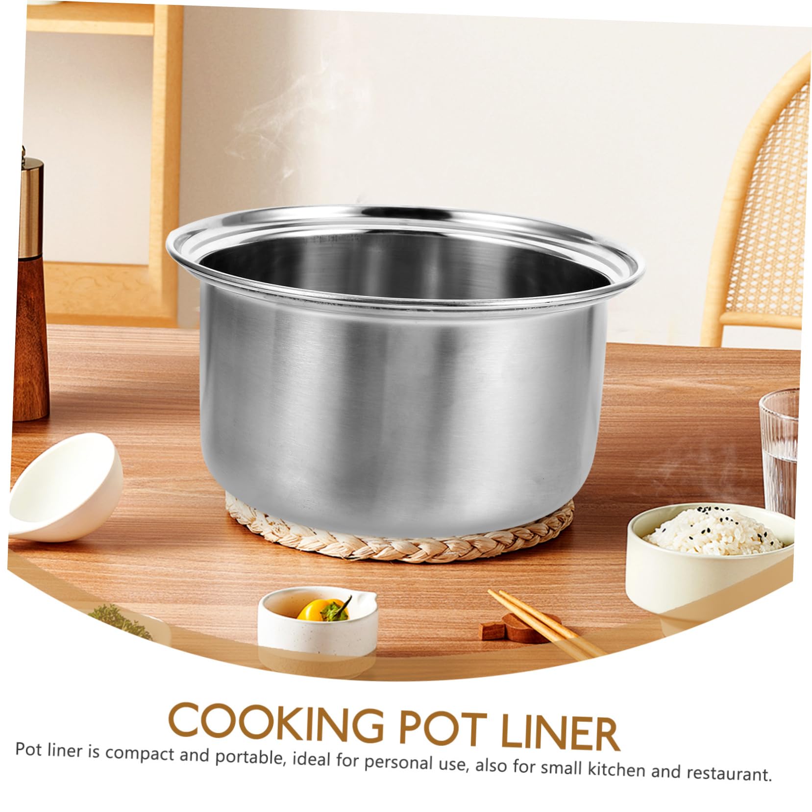 Ciieeo Small Hot Pot Liner Stainless Steel Cookware Rice Maker Pan Nonstick Cookware Rice Inner Tank Rice Cooker Pressure Pot Rice Cooking Pan Induction Hops Individual