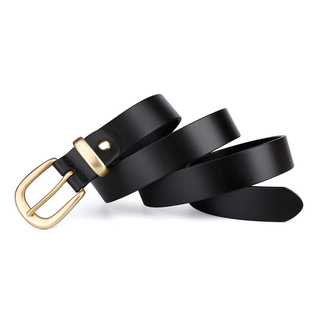 Catelles Womens Genuine Leather Belts, 1.1" Width with Gold Buckle for Jeans Dress Pants XS Size 0-2 Black