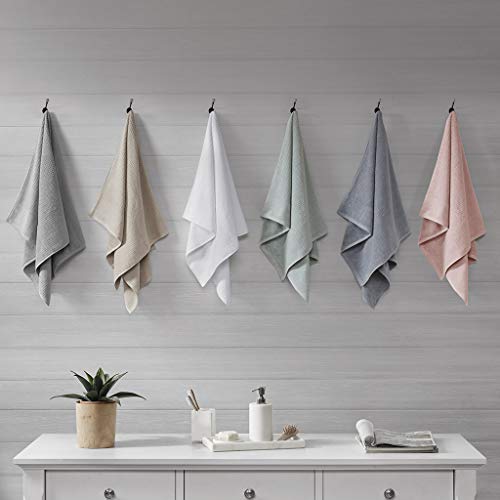 Madison Park Spa Waffle 100% Cotton Luxurious Towel Set, Premium Texture Waffle Weave, Highly Absorbent, Quick Dry, Hotel & Spa Quality Wash Clothes for Bathroom, Assorted Sizes, Seafoam 6 Piece