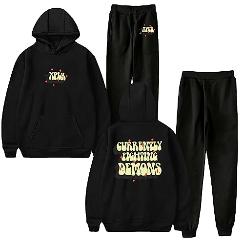 BQXZAKG XPLR Fighting Demons Hoodie Pants Sam and Colby Sets Merch Men Women Long Sleeve Pullover Sets (black,S)