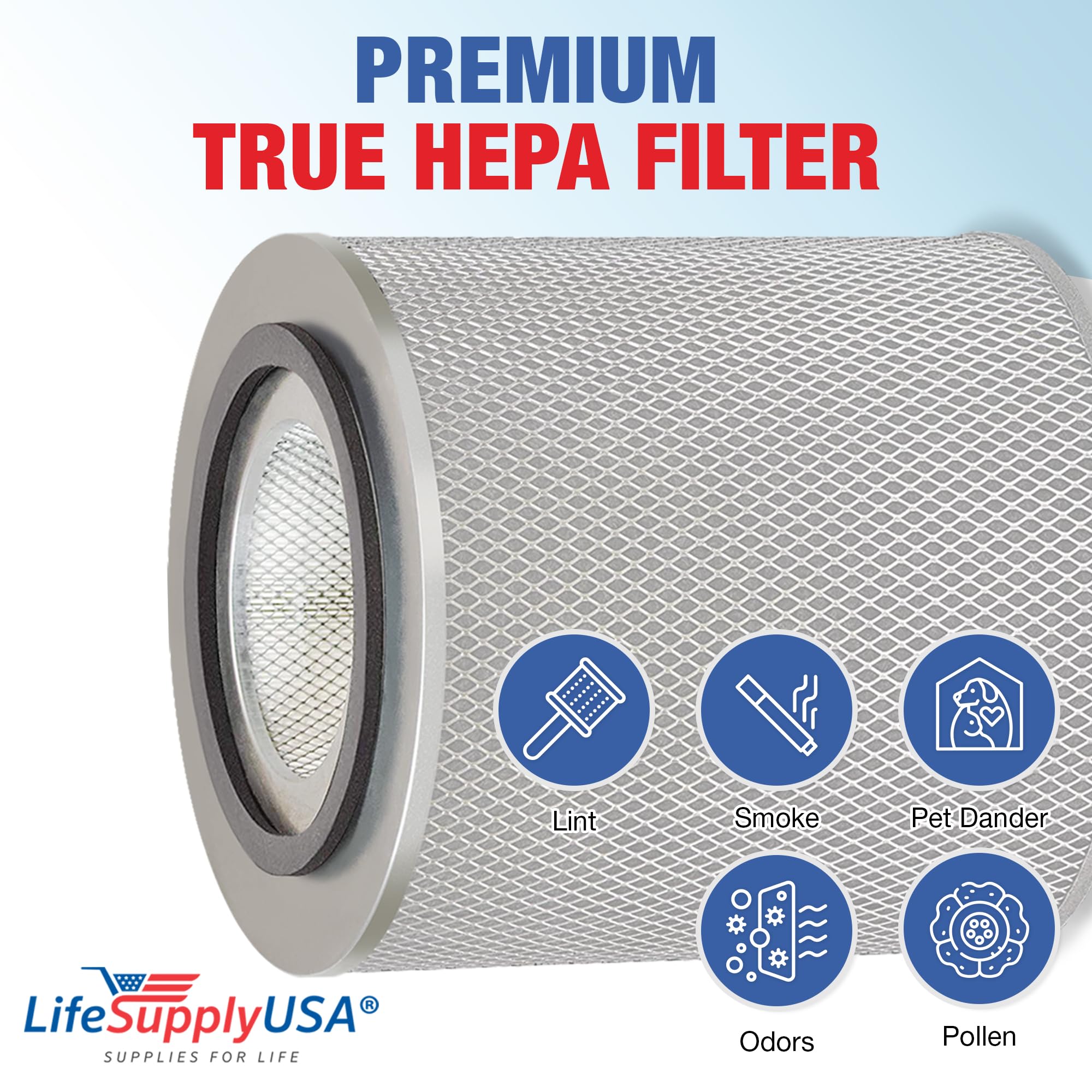 LifeSupplyUSA True HEPA Filter Replacement Compatible with Austin Air HM 400 HealthMate HM-400 HM400 FR400 Air Purifier