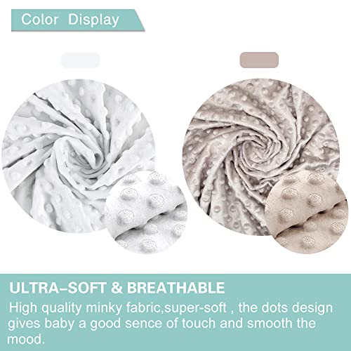 Owlowla Bassinet Sheet Set,Ultra Soft Minky Cradle Sheets Universal Fitted Bassinet Pad/Mattress for Baby Boys Girls(Ivory/Khaki)