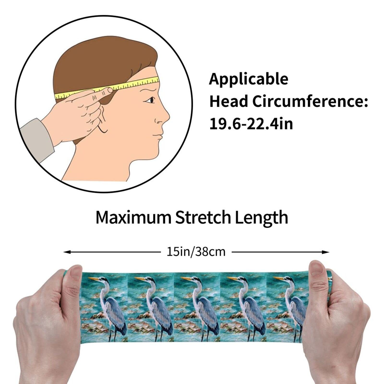 Camping Headband Great Blue Heron Moisture Wicking Non-Slip Sweatbands