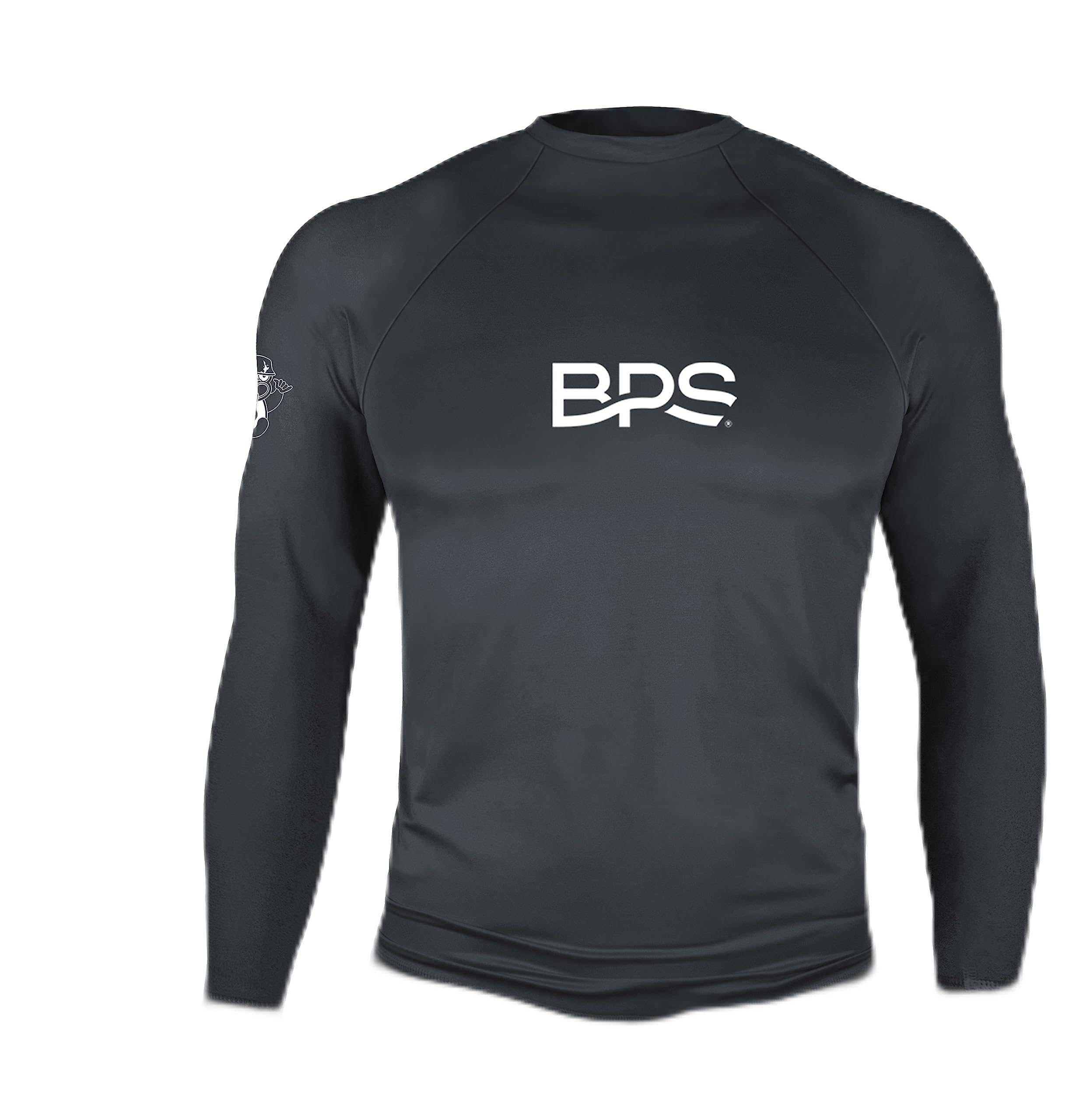 BPS Men's Long Sleeve Swim Shirt/Rash Guard with Sun Protection (Charcoal, M)
