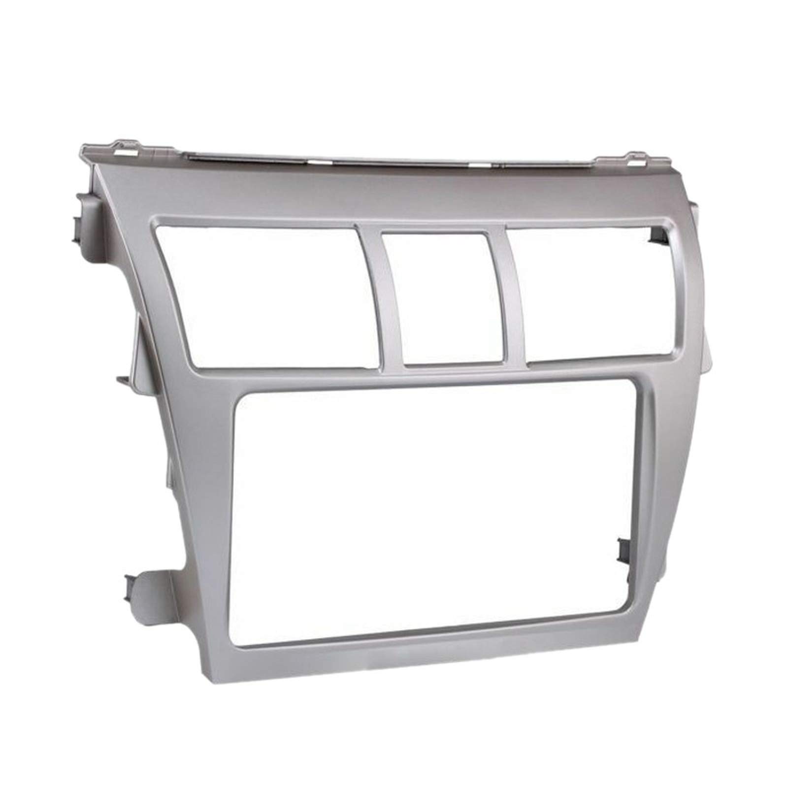 Mhakrl Silver Car Radio Fascia Panel for Toyota Vios Yaris Sedan Belta Radio Frame Radio Stereo Dash Installation Mount Trim Kit Face Plate Audio Panel DVD Navigation Panel Frame 2 Din
