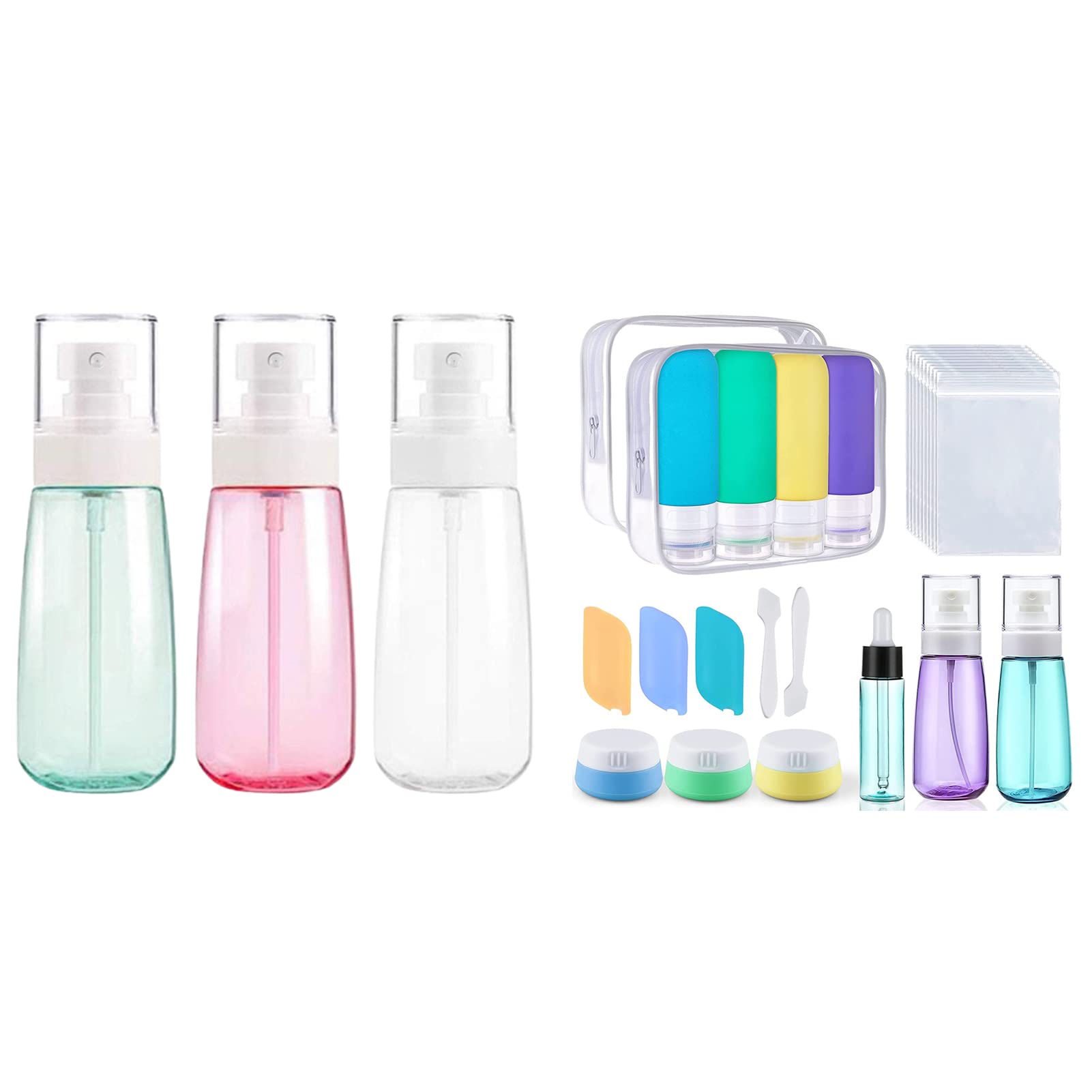Cosywell Fine Mist Spray Bottle TSA Approved 3.4oz/ 100ml Empty Cosmetic Travel Bottles Set 27 Pack TSA Approved Travel Containers