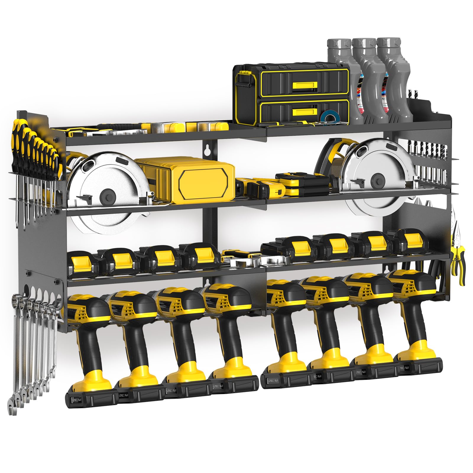 Power Tool Organizer, Drill Holder Wall Mount, Storage Rack for Cordless Drill, Heavy Tool shelf with Screwdriver Holder/Pliers Holder/Hammer